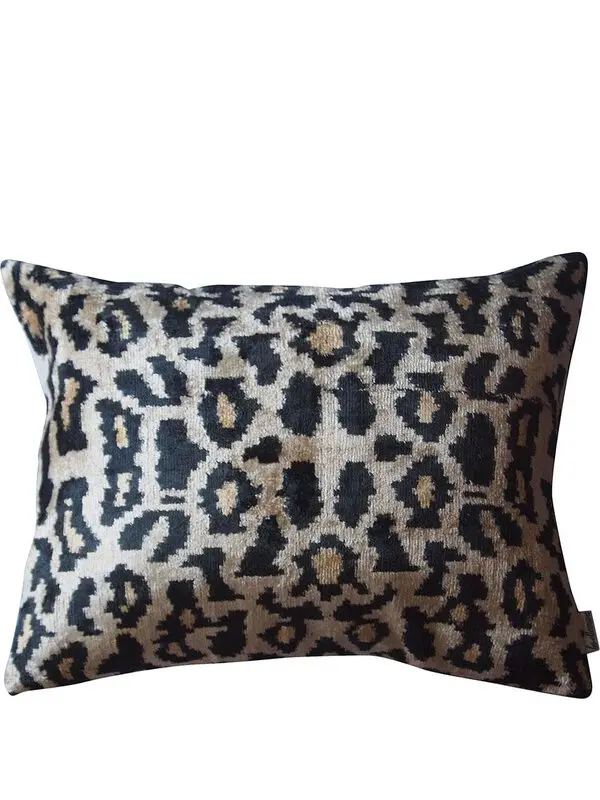LES-OTTOMANS Jacquard Silk Velvet-blend Pillow - Black