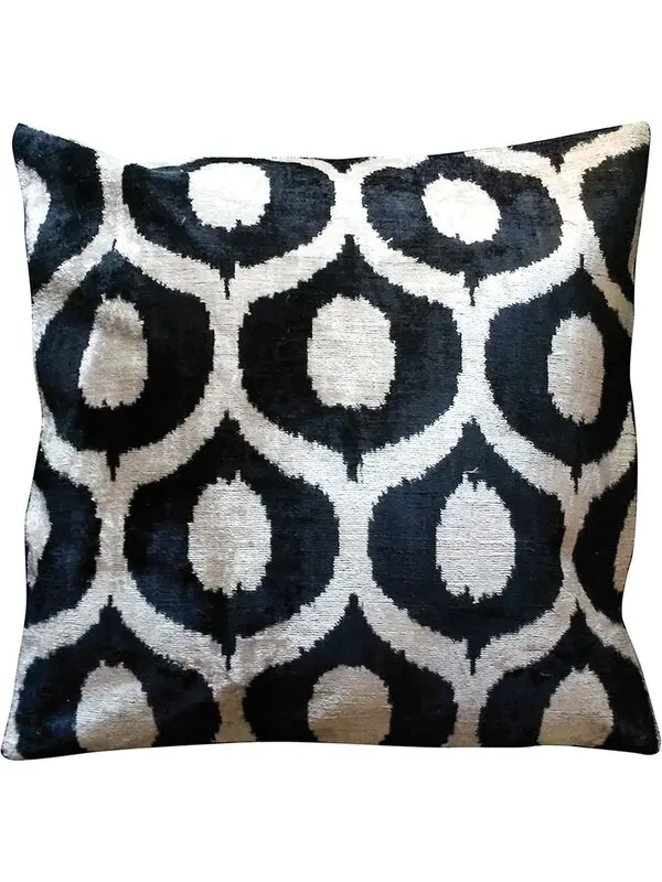 LES-OTTOMANS Jacquard Silk Velvet-blend Cushion - Black