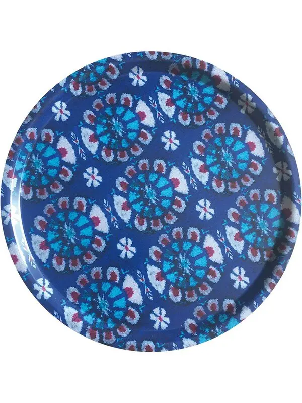 LES-OTTOMANS Ikat Wooden Tray - Blue