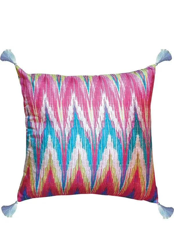 LES-OTTOMANS Abstract-print Silk-blend Cushion - Pink