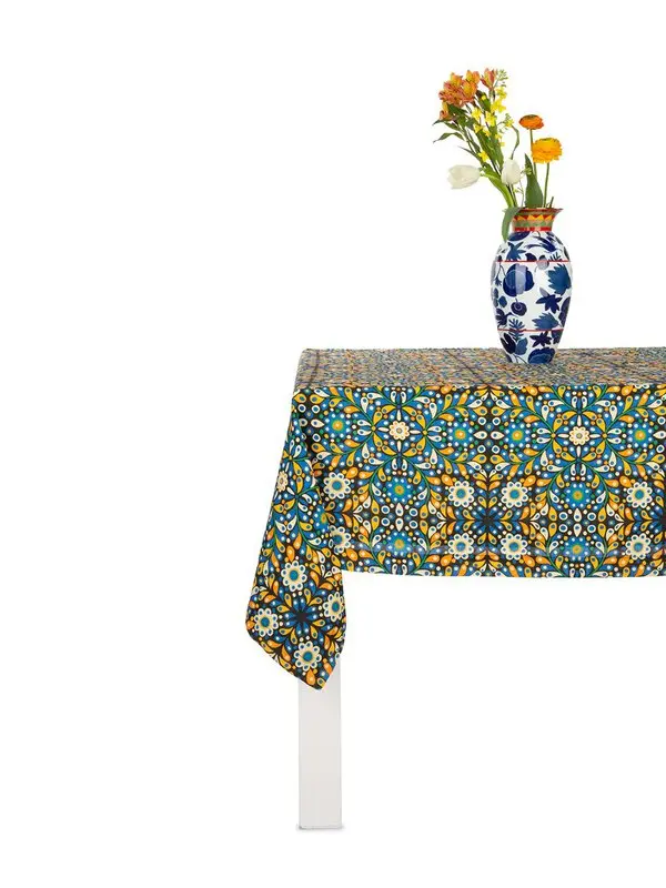 La DoubleJ Tile-print Tablecloth - Blue