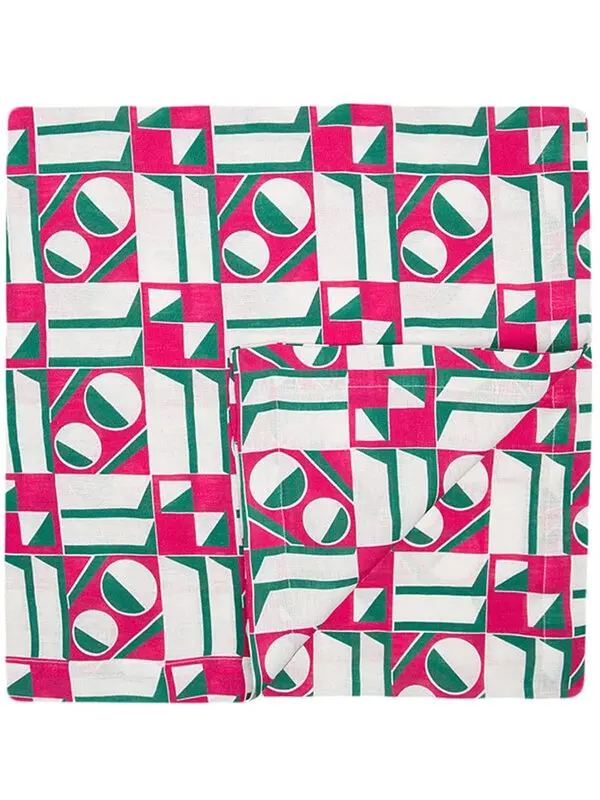 La DoubleJ Geometric-print Tablecloth - Pink