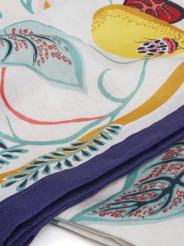 La DoubleJ Floral-print Linen Tablecloth