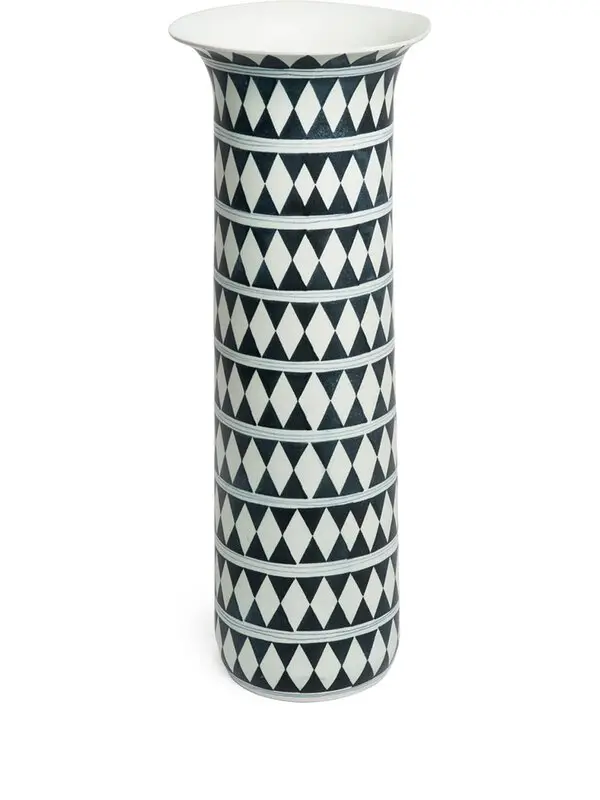 L'Objet Geometric-pattern Porcelain Vase - Black