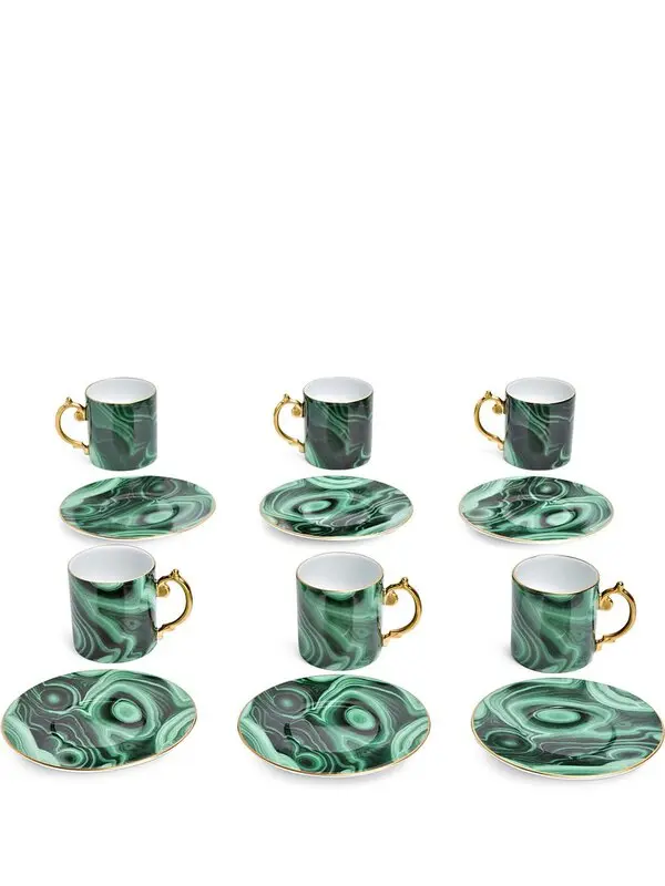 L'Objet Malachite Espresso Cup And Saucer Set - Green