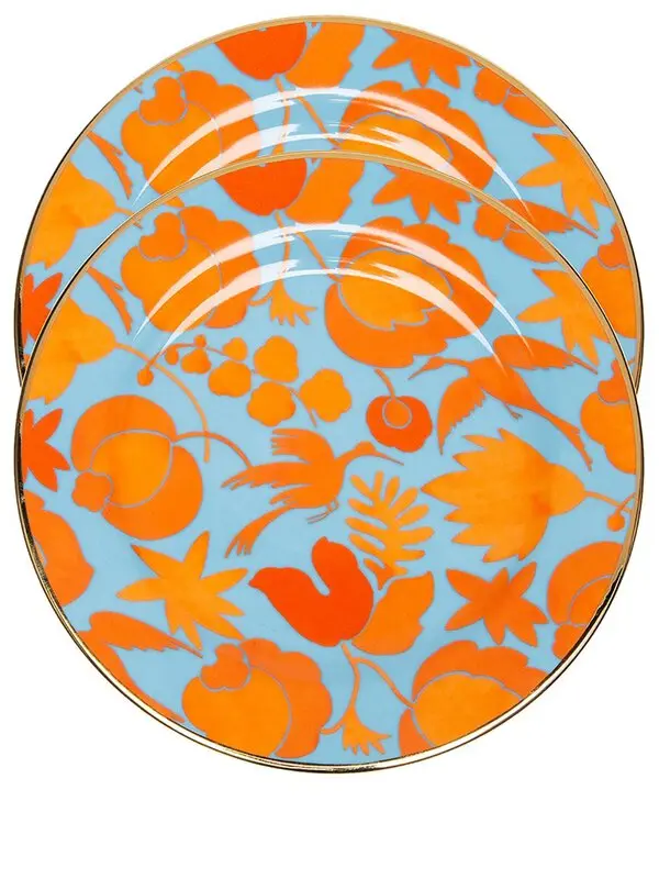 La DoubleJ Wildbird Dessert Plates - Orange