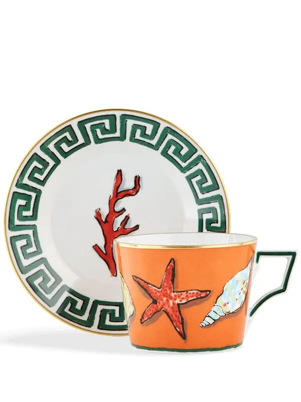GINORI 1735 Viaggio Di Nettuno Teacups And Saucers - Orange