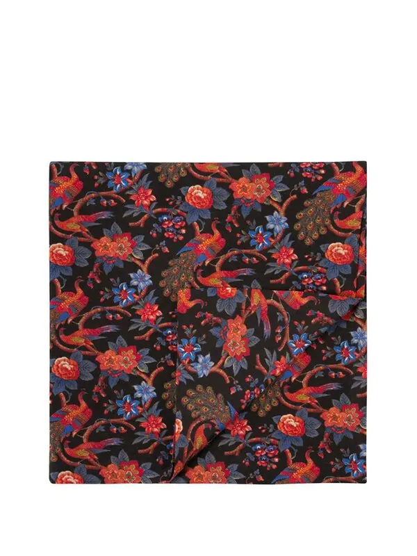 La DoubleJ Pavone-print Linen Tablecloth