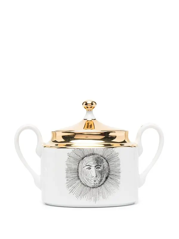 FORNASETTI Graphic-print Porcelain Sugar Bowl - White