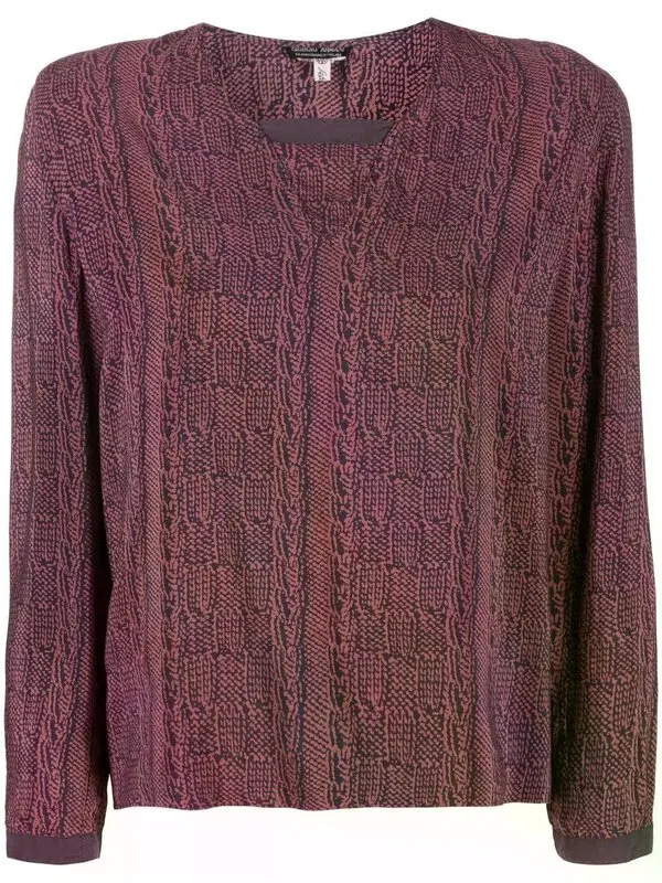 Giorgio Armani 1990s Abstract Print Blouse