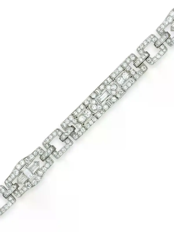 Cartier Platinum Art Deco Diamond Bracelet - Silver
