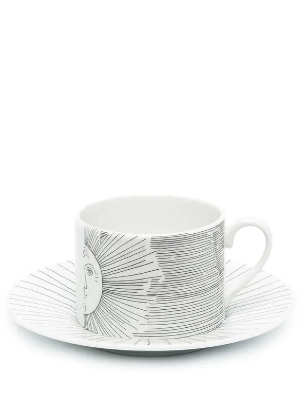 FORNASETTI Solitario Cup And Plate Set - White