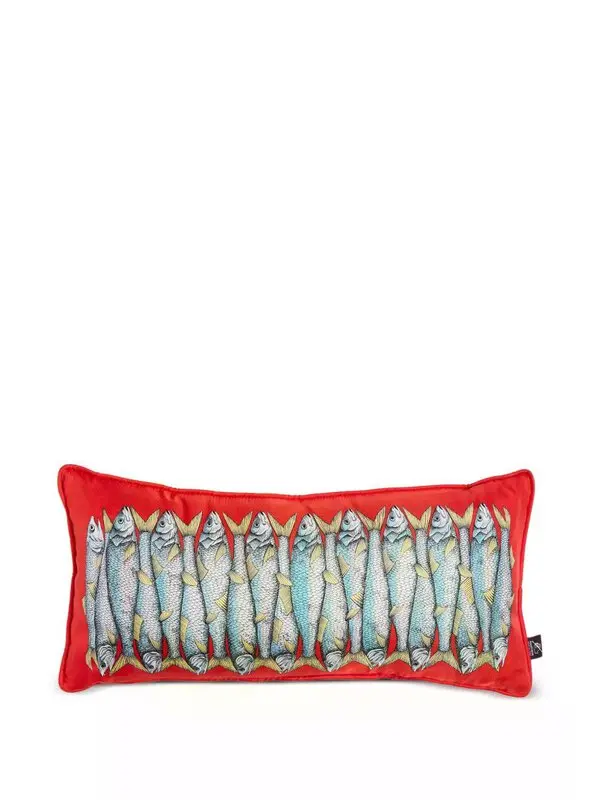 FORNASETTI Sardine Silk Cushion - Red