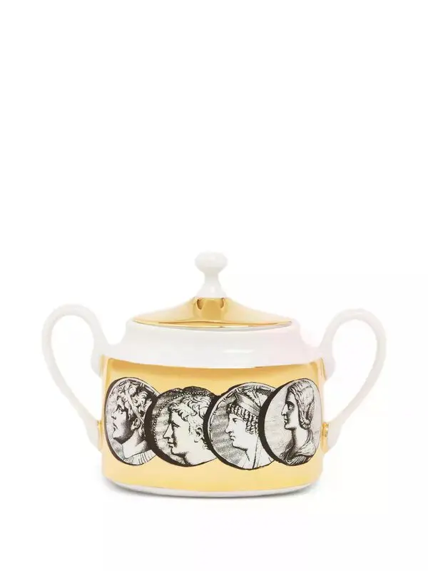 FORNASETTI Cammei Sugar Bowl - White
