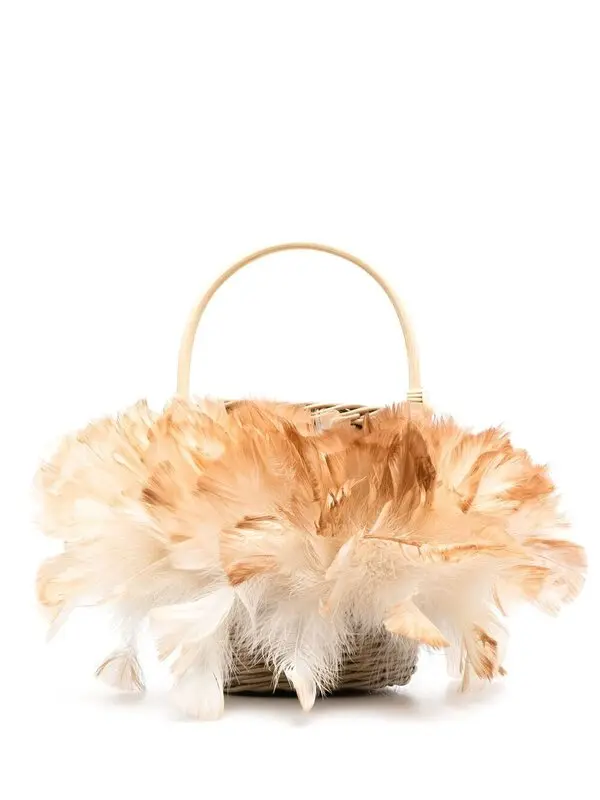 GATTI Jasmine Feather-embellished Bag - Neutrals