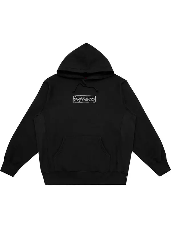 Supreme Kaws Chalk Logo Hooded Sweatshirt - Black
