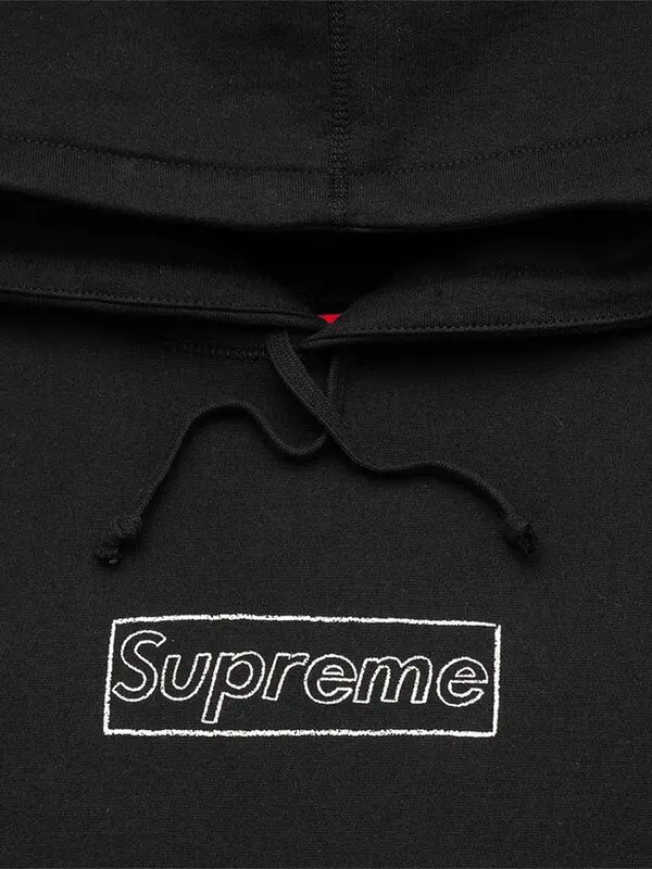 Supreme Kaws Chalk Logo Hooded Sweatshirt - Black