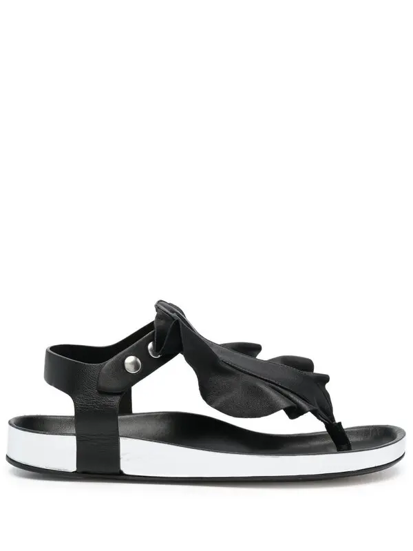 Isabel Marant Étoile Leather Ruffle-trim Sandals - Black