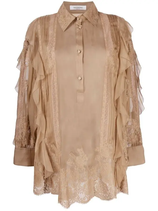Valentino Garavani Ruffle-trim Silk Blouse