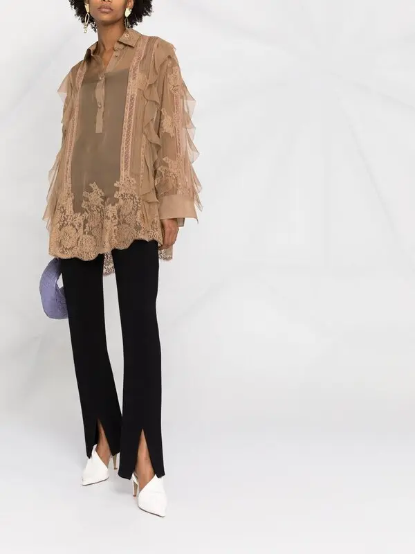 Valentino Garavani Ruffle-trim Silk Blouse
