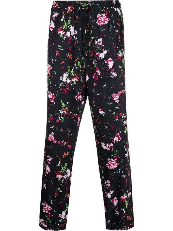 DIESEL Floral-print Trousers - Black