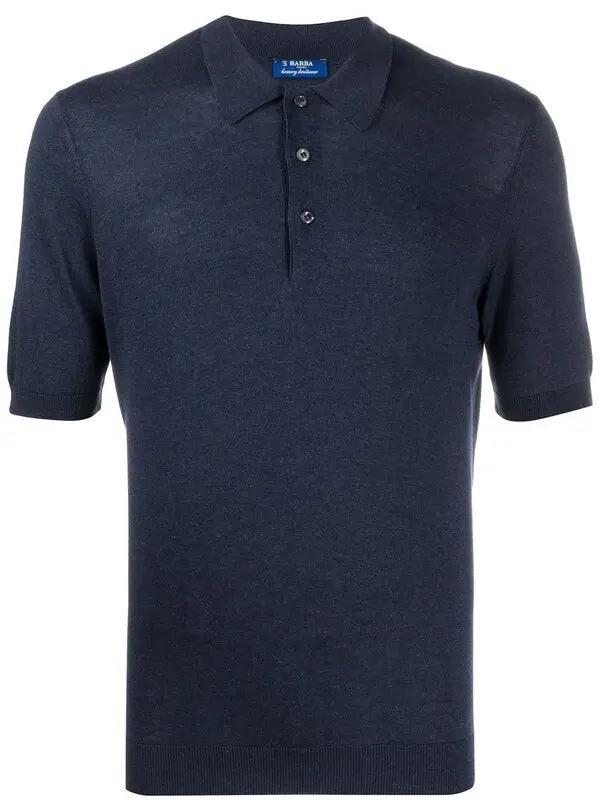 BARBA NAPOLI Knitted Polo Shirt - Blue