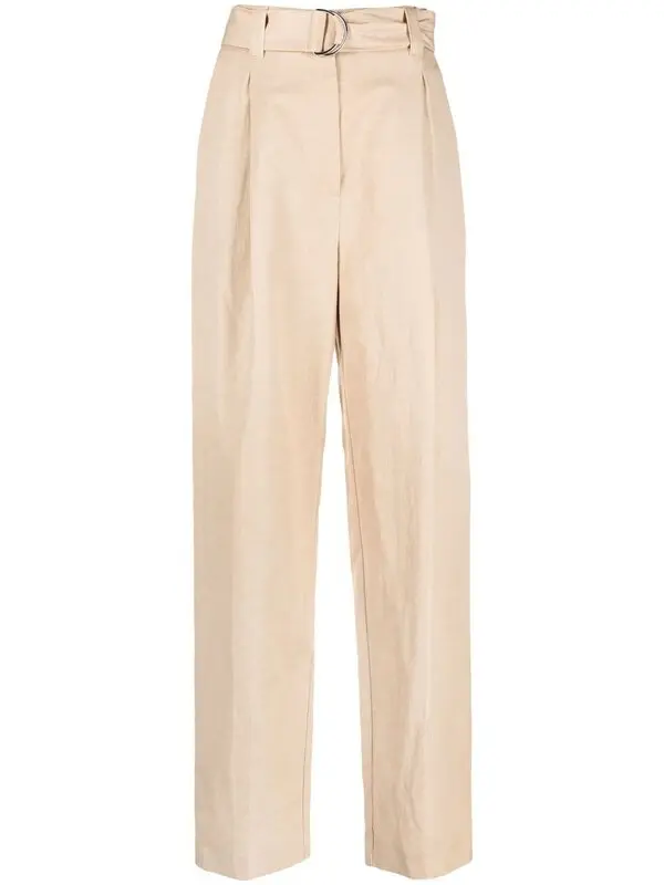 MSGM Belted Straight-leg Trousers - Neutrals