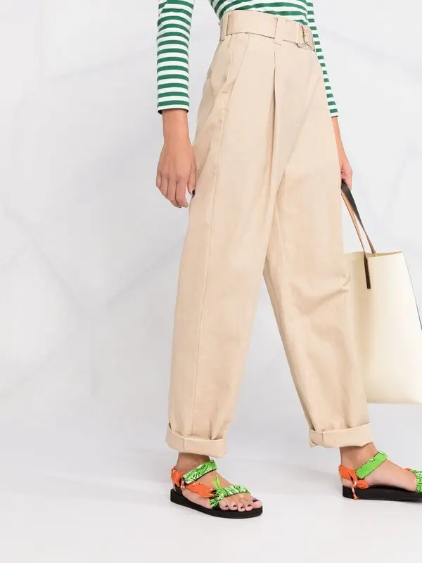 MSGM Belted Straight-leg Trousers - Neutrals