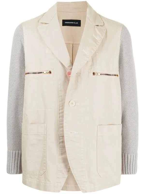 Undercover Contrasting Sleeve Cotton Blazer