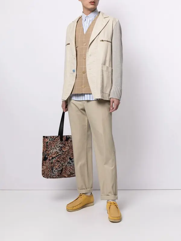 Undercover Contrasting Sleeve Cotton Blazer