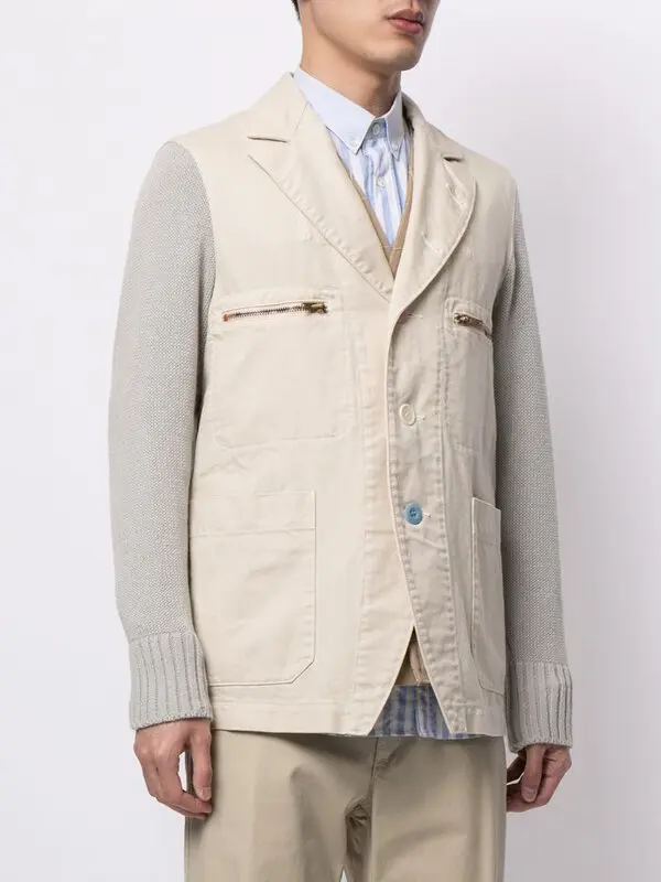 Undercover Contrasting Sleeve Cotton Blazer