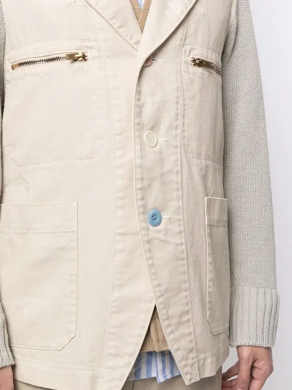 Undercover Contrasting Sleeve Cotton Blazer