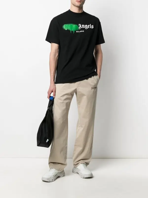 Palm Angels Milano Sprayed-logo T-shirt - Black