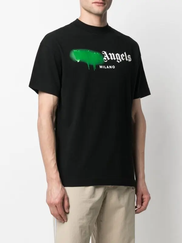 Palm Angels Milano Sprayed-logo T-shirt - Black