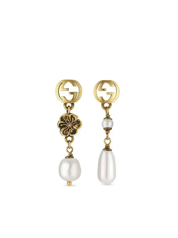 Gucci Interlocking G Flower Pearl Earrings
