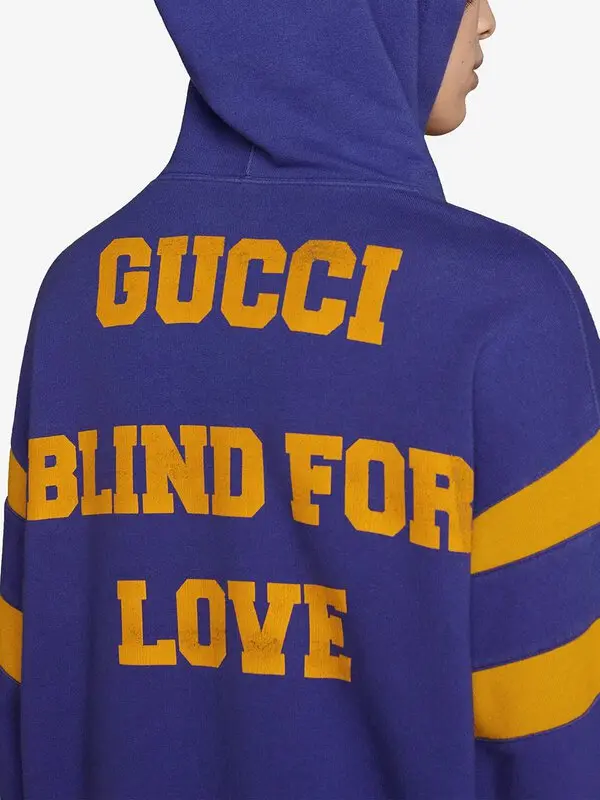 Gucci Blind For Love Print Hoodie - Blue | Editorialist