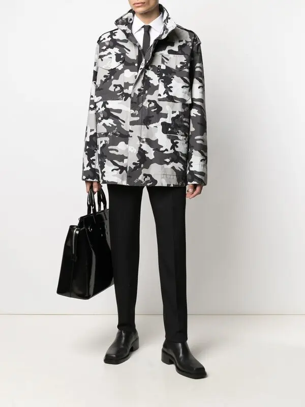 Off-White Camouflage Print Cotton Jacket - Grey