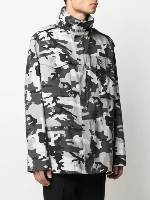 Off-White Camouflage Print Cotton Jacket - Grey