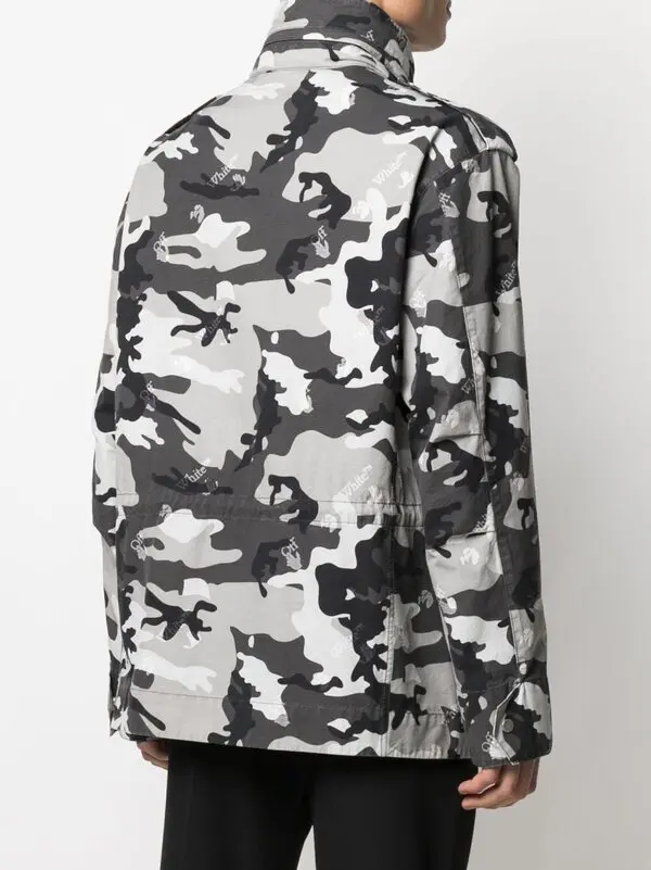 Off-White Camouflage Print Cotton Jacket - Grey