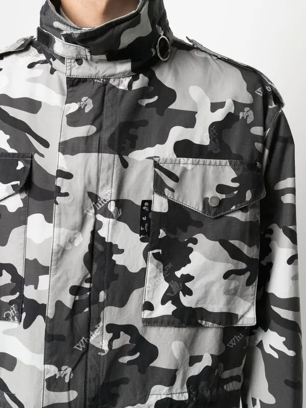 Off-White Camouflage Print Cotton Jacket - Grey