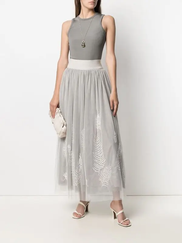 Lorena Antoniazzi Embellished Tulle Midi Skirt