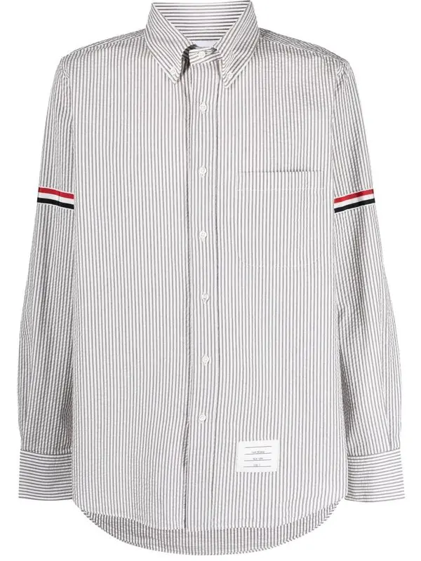 Thom Browne Vertical-stripe Long-sleeve Shirt - Grey