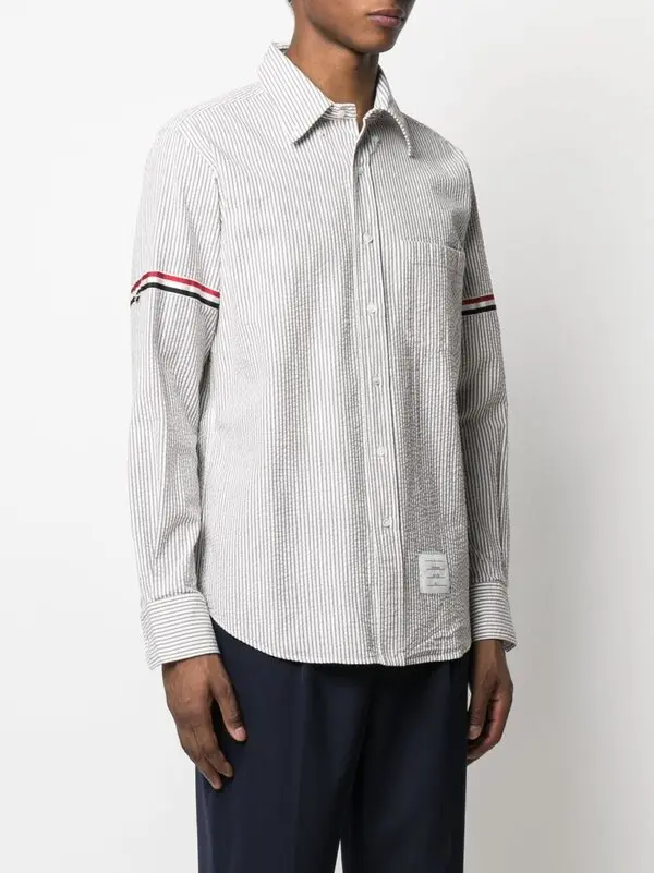 Thom Browne Vertical-stripe Long-sleeve Shirt - Grey