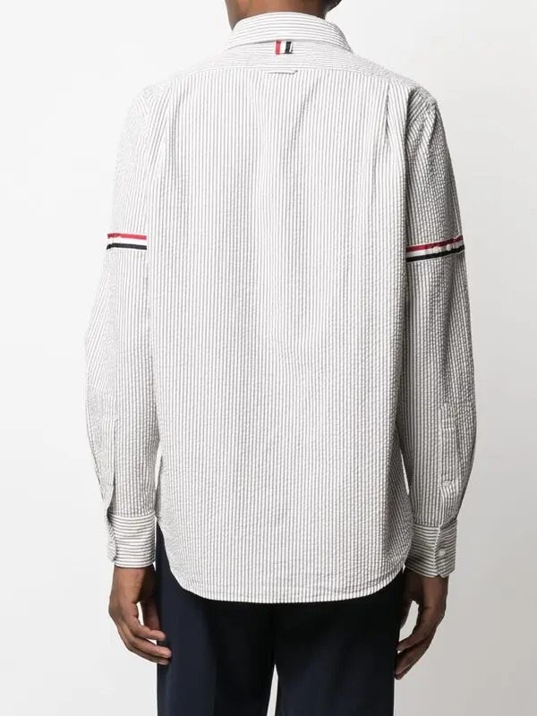 Thom Browne Vertical-stripe Long-sleeve Shirt - Grey