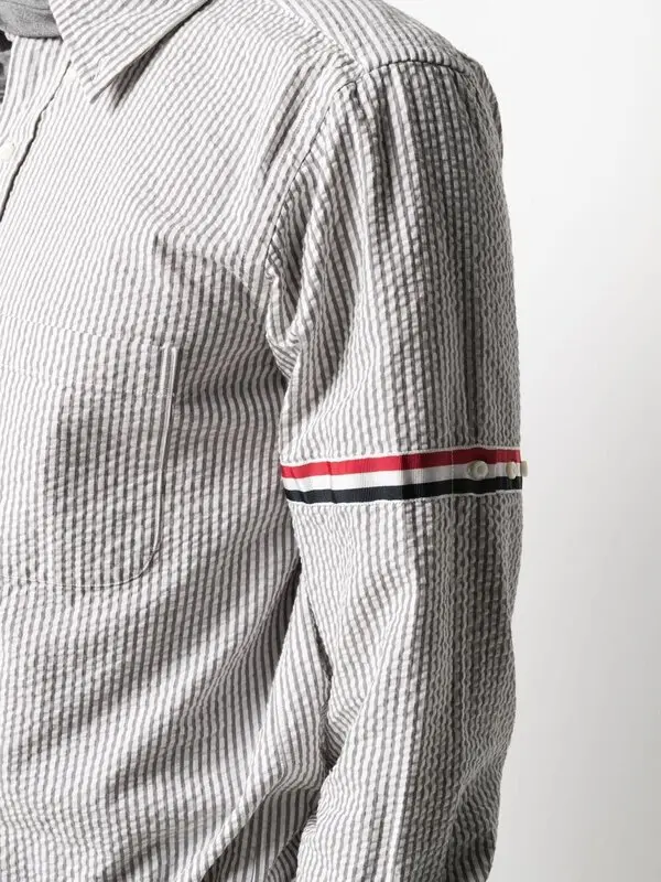 Thom Browne Vertical-stripe Long-sleeve Shirt - Grey