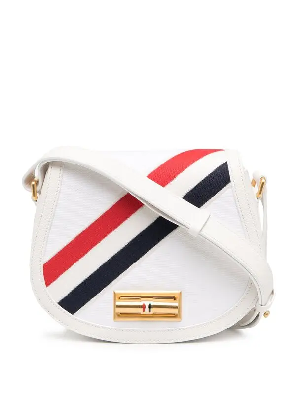 Thom Browne Small Shoulder Saddle Bag - White