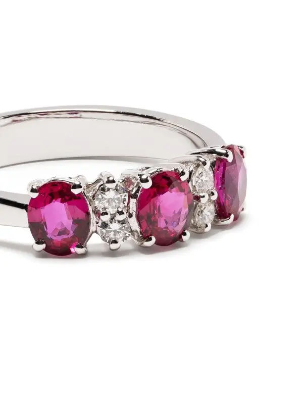 LEO PIZZO 18kt White Gold Diamond And Ruby Eternity Ring