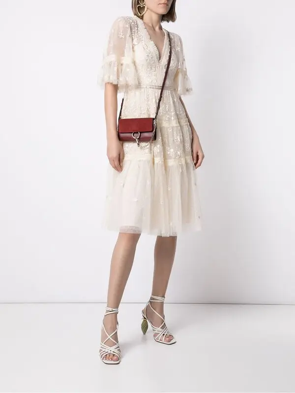 NEEDLE & THREAD Floral-embroidered A-line Dress