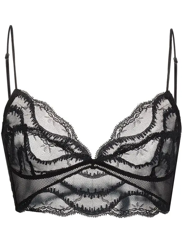 Kiki De Montparnasse Leche Moi Longline Lace Bra - Black