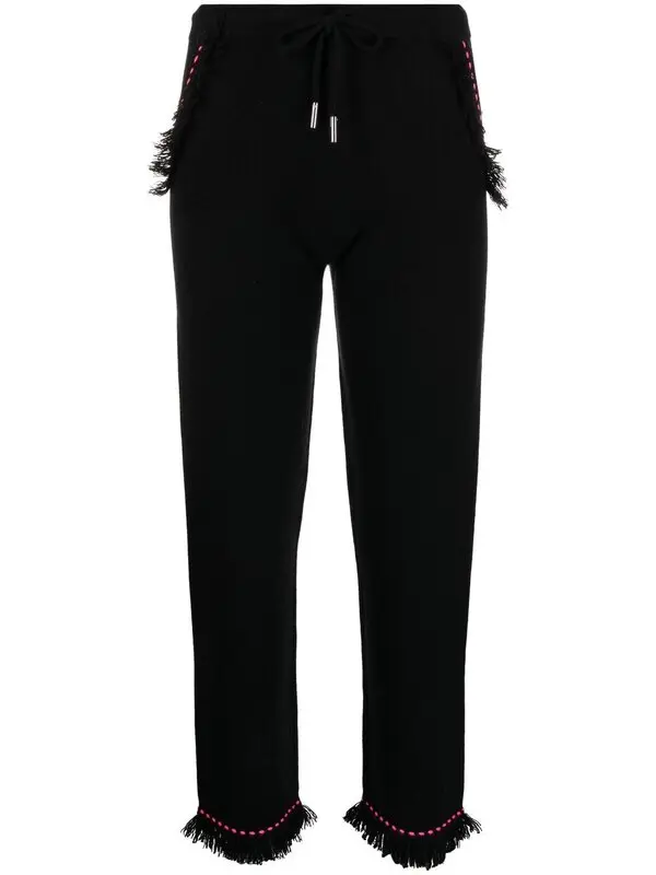 Max & Moi Frayed Contrast-stitch Trousers